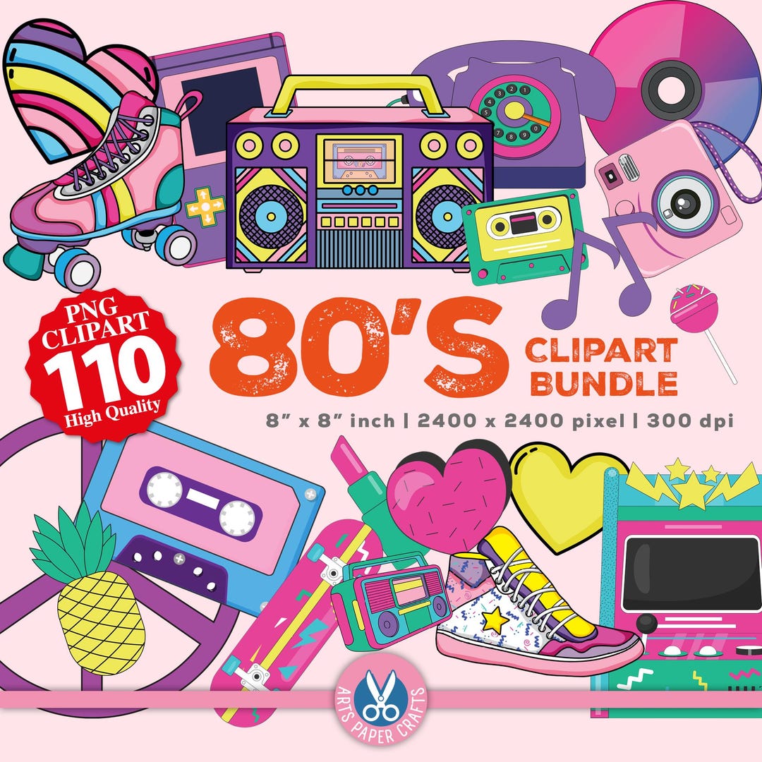 80s Retro Clipart Bundle - 80s Clipart - 80s PNG - Instant Download ...