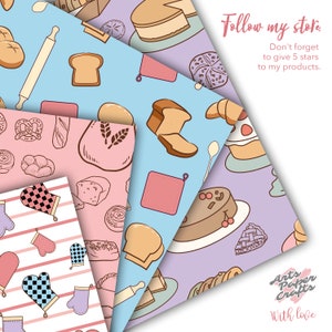 Bakery Digital Papers Set Bakery Background Bakery Seamless Pattern ...