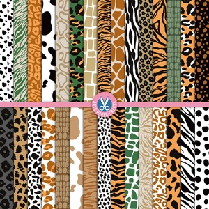 Animal Skin Digital Papers Set Safari Background Animal Print Seamless ...