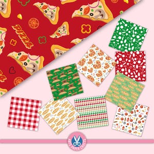 Pizza Digital Papers Set - Pizza Party Background - Fast Food Seamless ...
