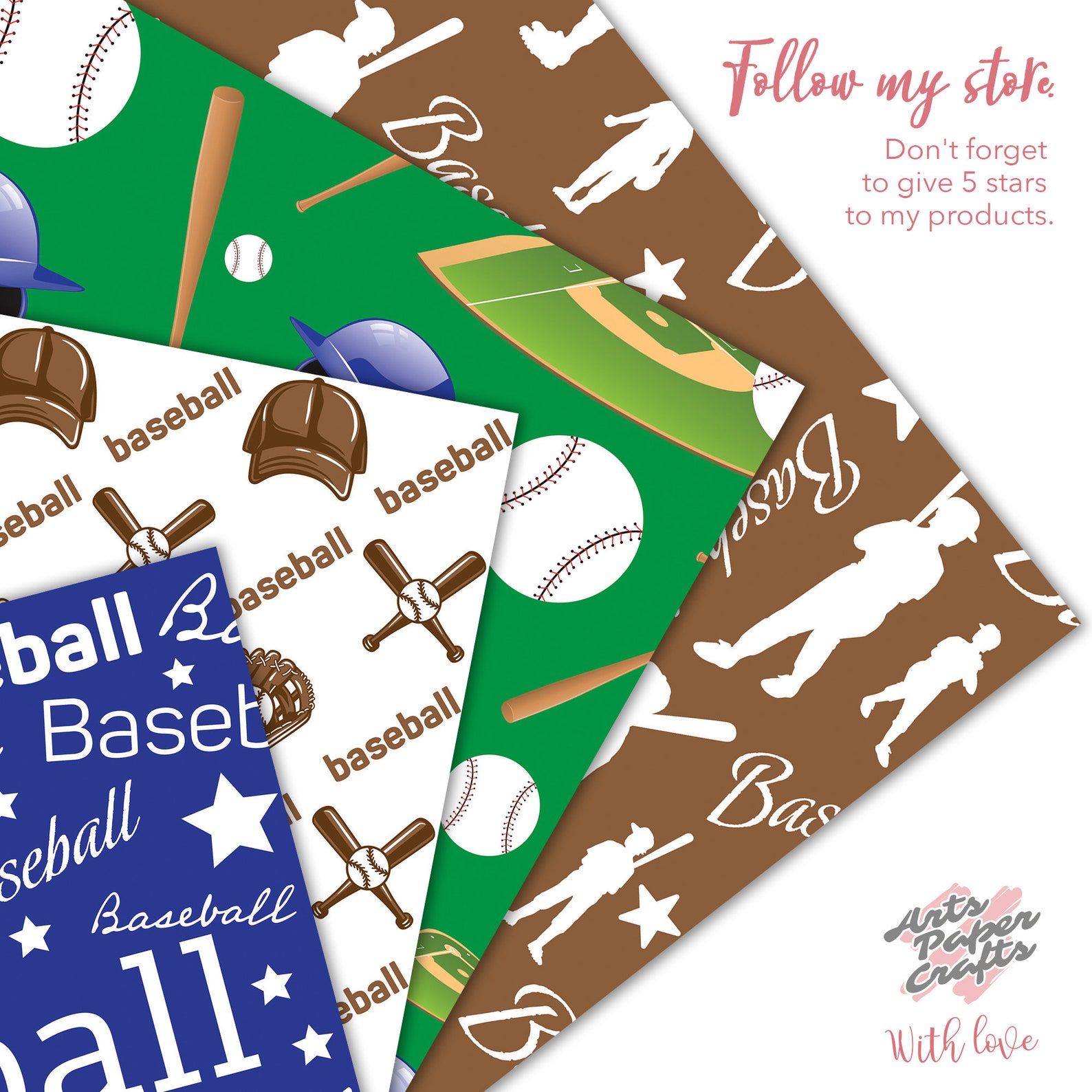 Baseball Seamless Digital Paper Baseball Sport Background Baseball ...