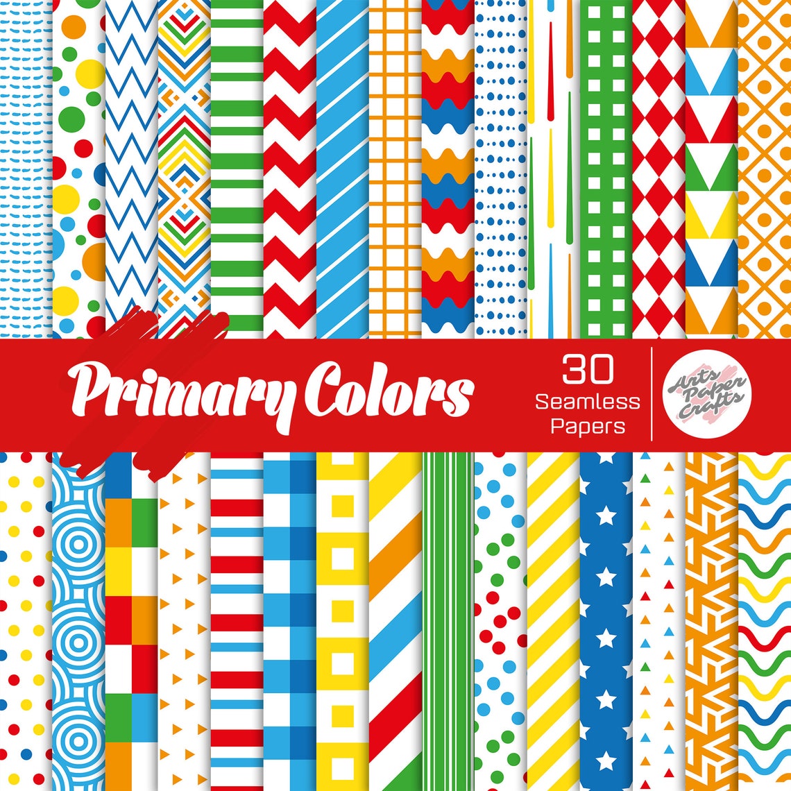Primary Colors Digital Papers Set Primary Colors Background - Etsy