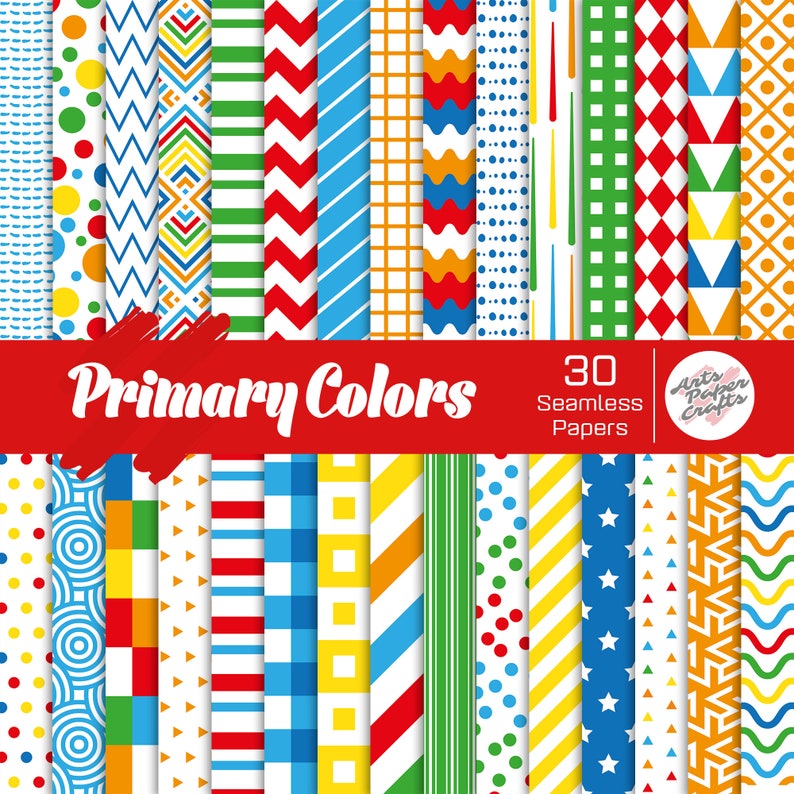 Primary Colors Digital Papers Set Primary Colors Background - Etsy