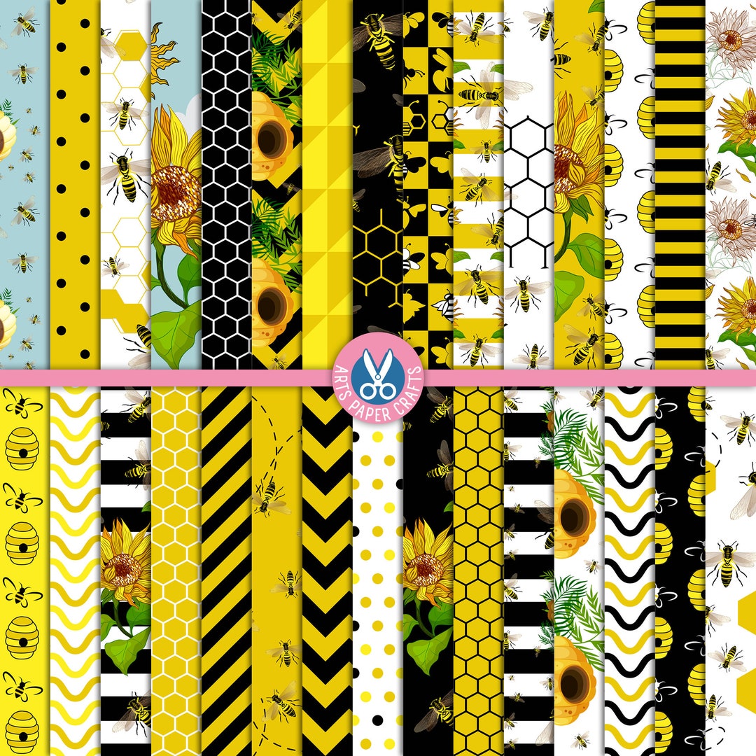 Bee Seamless Digital Paper, Honey Bee Background, Honey Bees Scrapbook ...