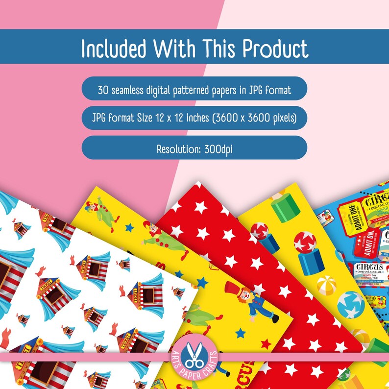 Circus Digital Papers Set - Circus Tent Background - Circus Seamless ...