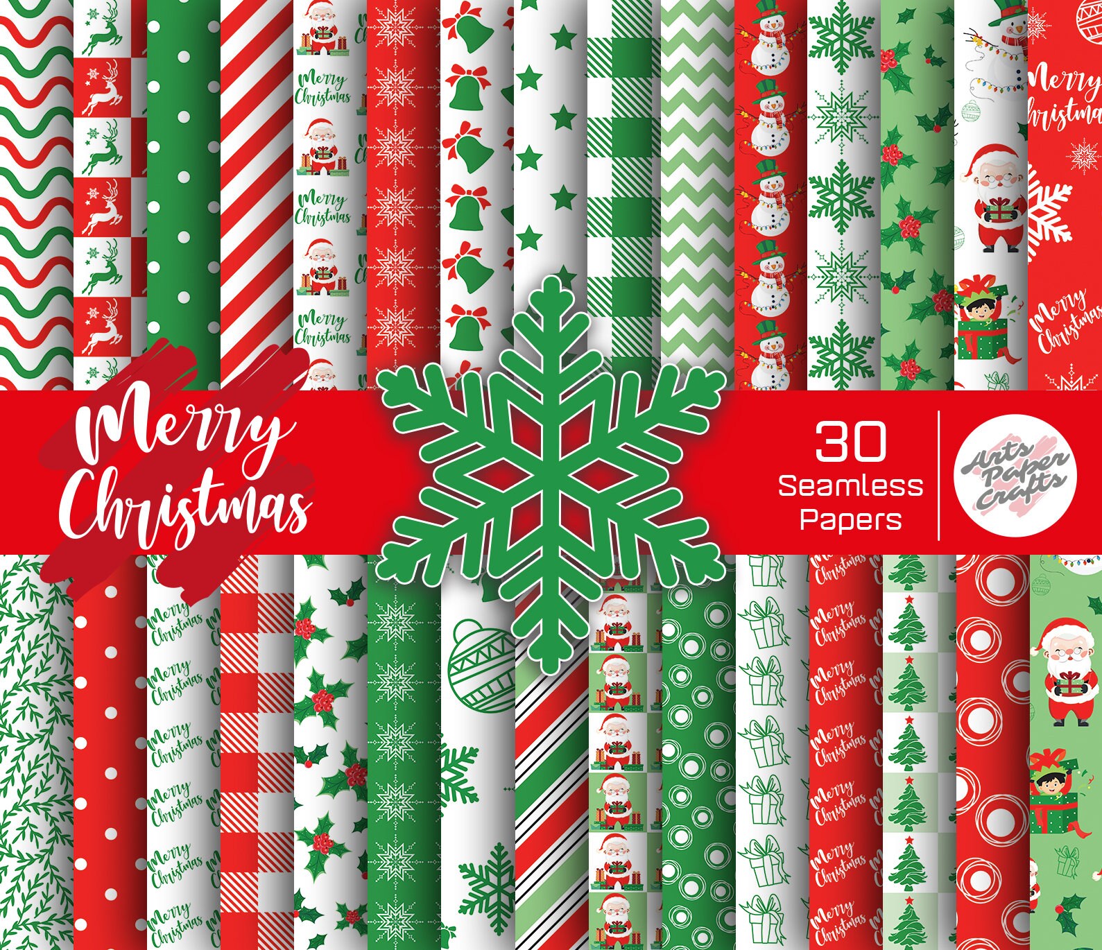 Merry Christmas 30 Digital Paper Winter Holiday Scrapbook - Etsy