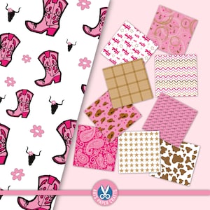 Cowgirl Digital Papers Set - Cowgirl Background - Cowgirl Seamless ...