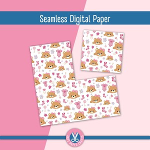 Teddy Bear Girl Digital Paper - Teddy Bear Background - Nursery ...