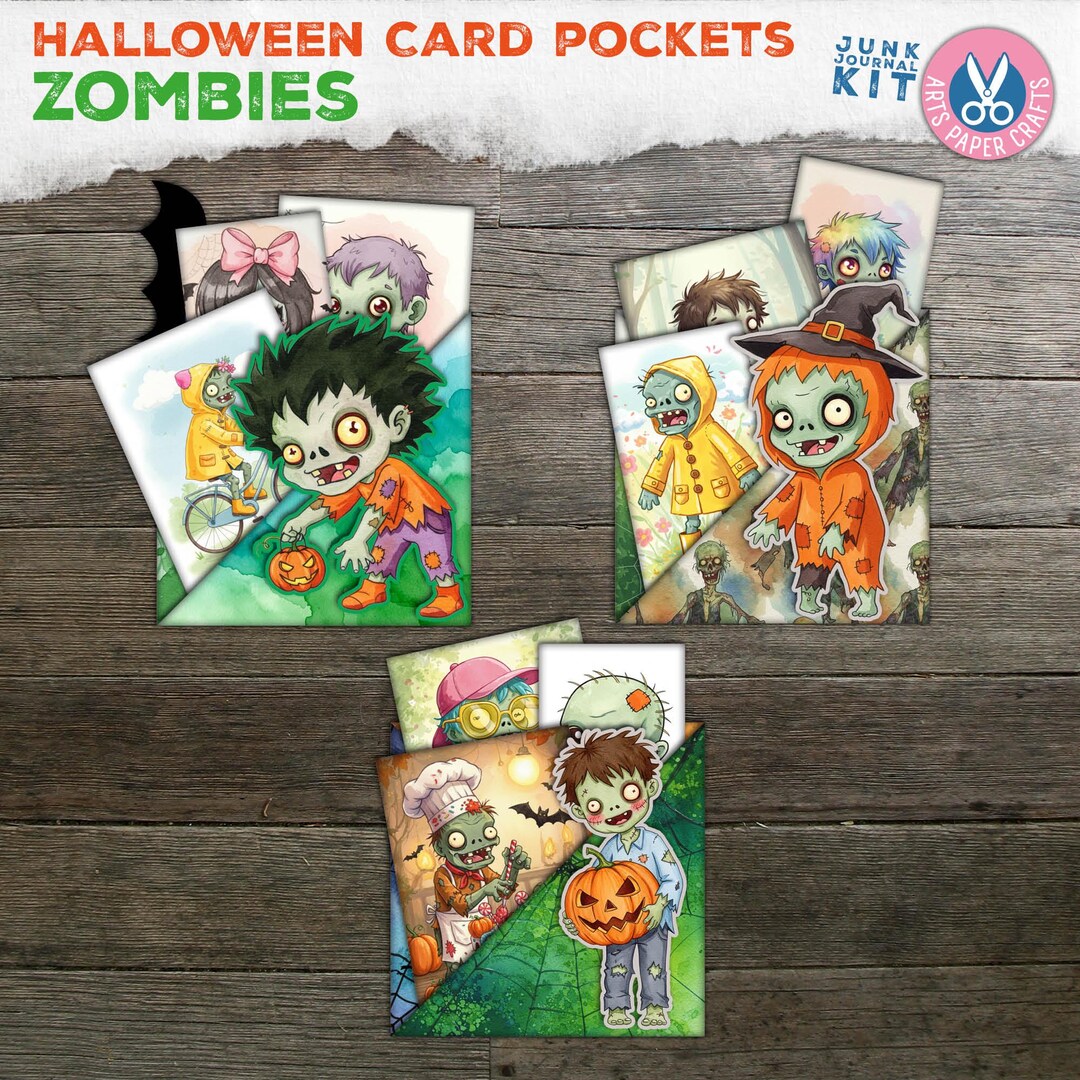 Zombies, Halloween Card Pockets, Loaded Tags, Junk Journal Kit, Ideas ...