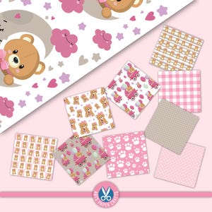 Teddy Bear Girl Digital Paper - Teddy Bear Background - Nursery ...