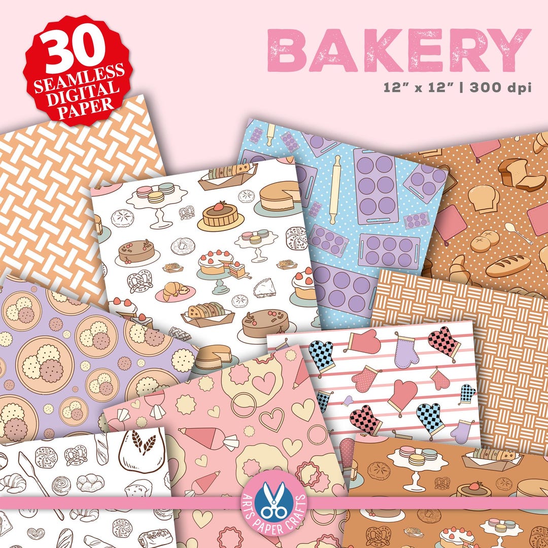 Bakery Digital Papers Set - Bakery Background - Bakery Seamless Pattern ...