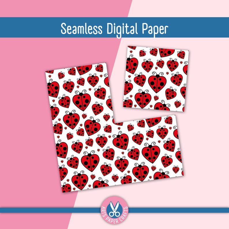 Ladybug Seamless Digital Papers- Ladybug Theme Party - Red Black Green ...