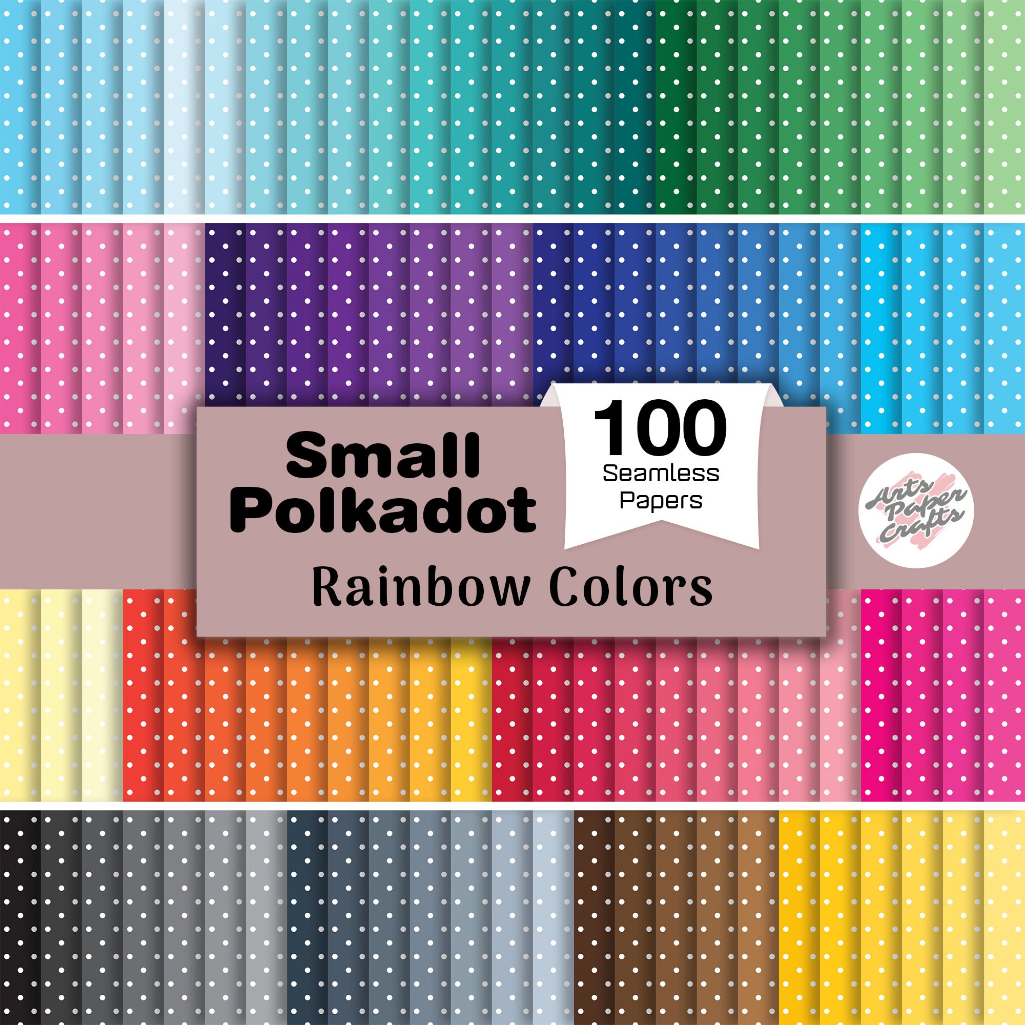 100 Polkadots Digital Papers Set Rainbow Polkadot Background Polkadot ...