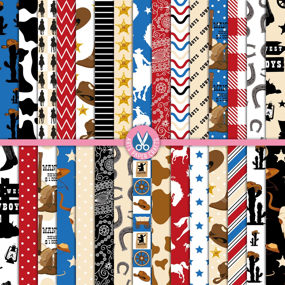 Cowboys Western Seamless Digital Paper - Western Background - Wild West ...