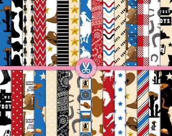 Vintage Cowboy Digital Design Papers - Wild Western Digital Backgrounds ...