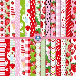 Strawberry Seamless Digital Papers - Strawberry Theme Party - Pink ...