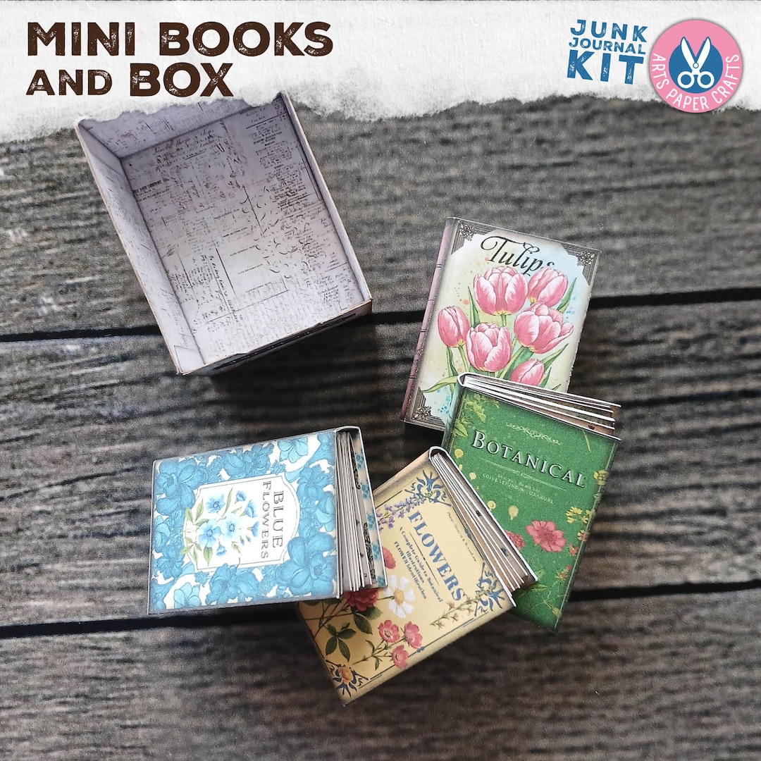 Mini Books Box, Book, Miniature Botanical Book, Botanical Illustration ...