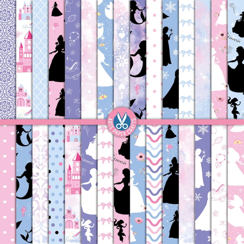 Princess Digital Paper, Princess Pattern Background, Princess ...