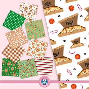 Pizza Digital Papers Set - Pizza Party Background - Fast Food Seamless ...