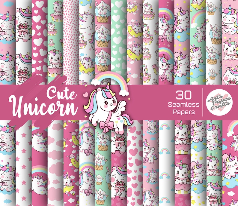 Cute Unicorn Seamless Digital Paper Cute Unicorn Background - Etsy