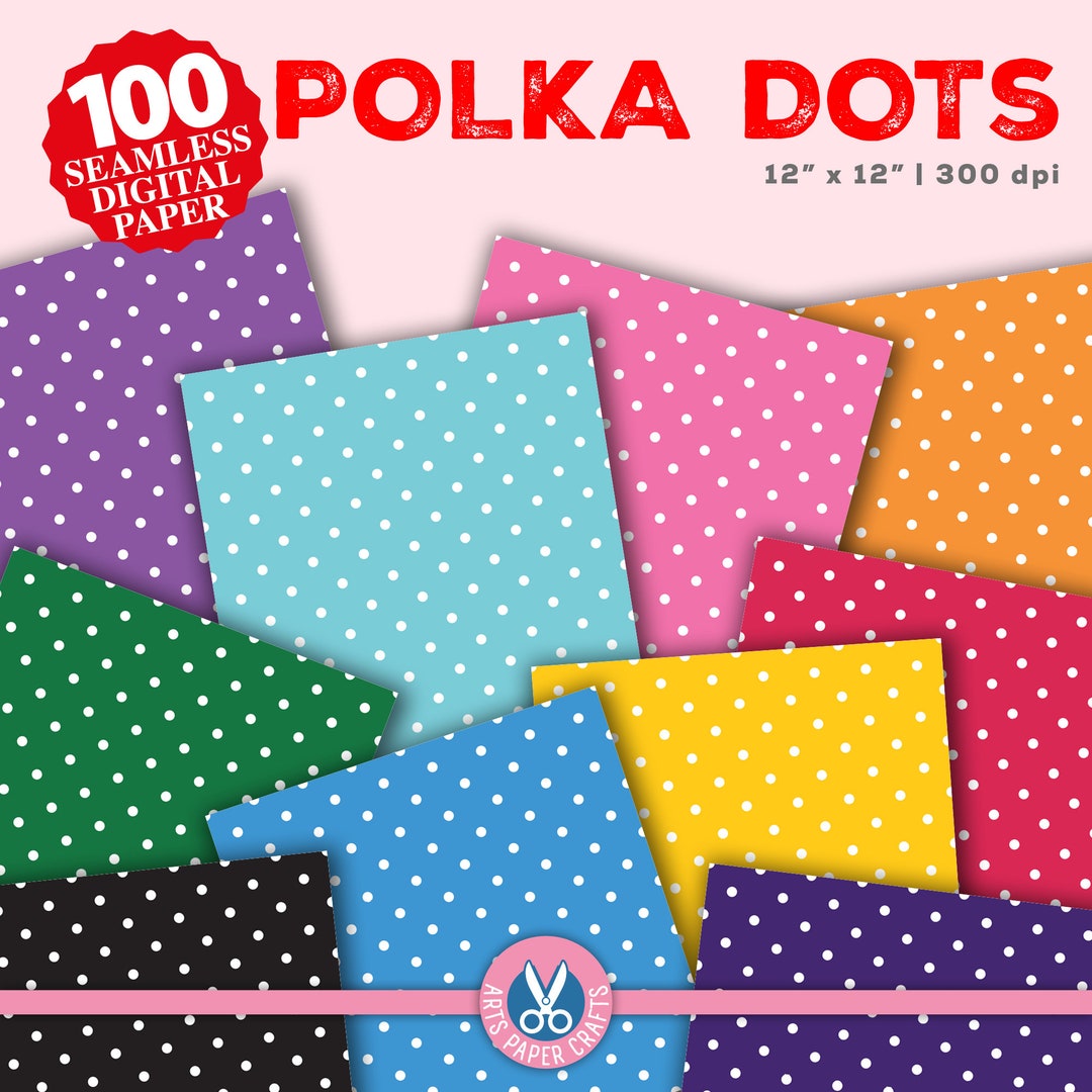 100 Polkadots Digital Papers Set - Rainbow Polkadot Background ...