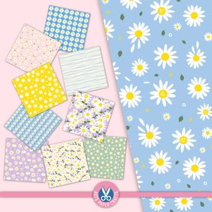 Daisies Digital Papers Set - Daisies Background - Daisy Seamless ...