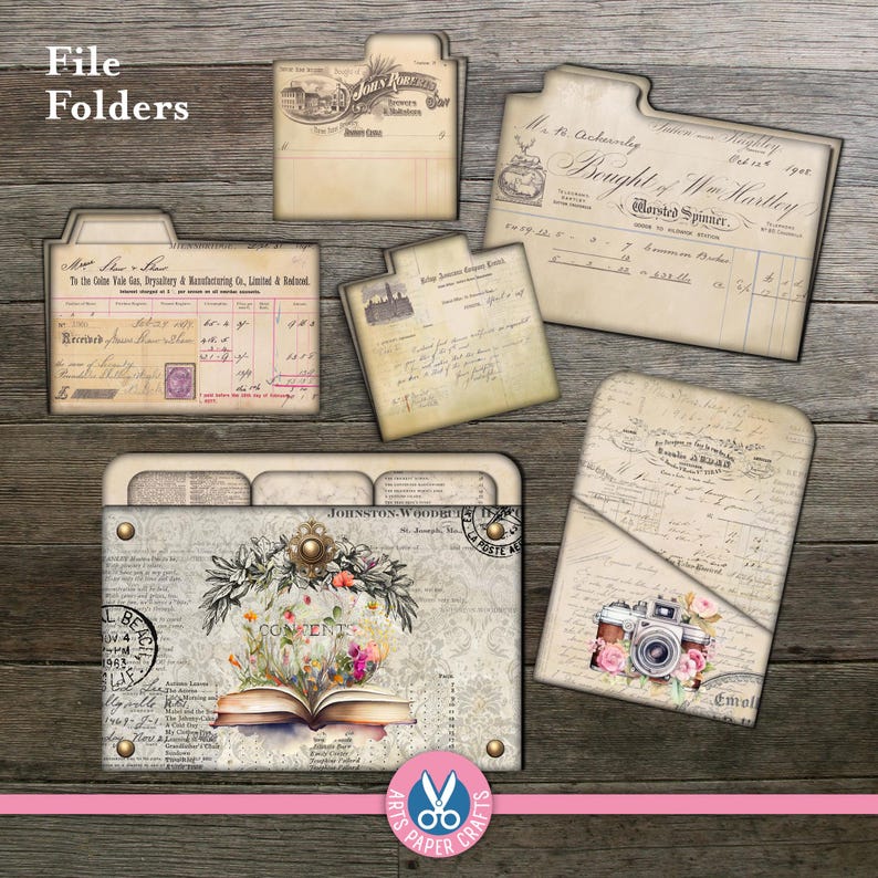 File Folders, Pocket Tags, Notebook Paper, Typography, Scrapbook, Junk ...