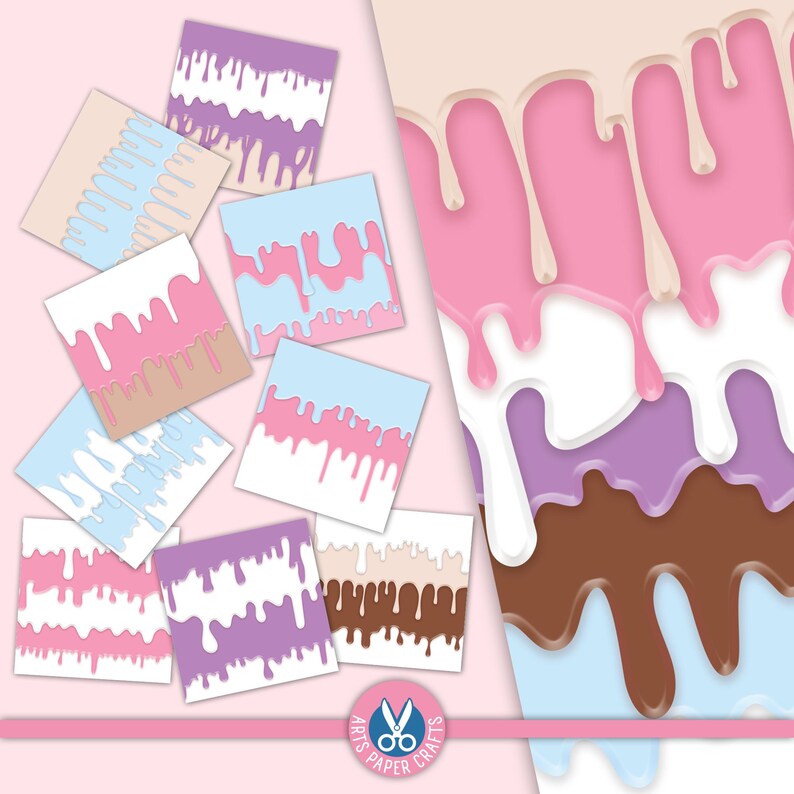 Dripping Frosting Digital Paper - Dripping Chocolate and Fruit ...