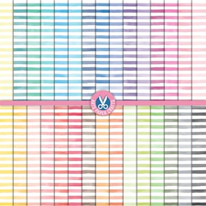 Watercolor Stripes Seamless Digital Paper Set, Watercolor Stripes ...