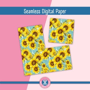 Sunflower Seamless Digital Paper - Sunflower Pattern Background ...