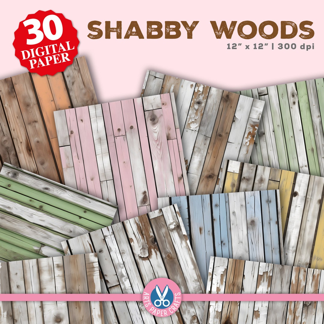 Shabby Woods Digital Papers Set - Shabby Wood Background - Shabby Wood ...