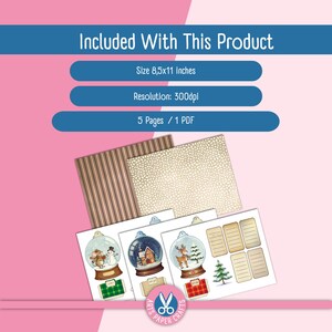 Snow Globe, Christmas Tags, Printable, Cards, Digital Download, Shabby ...