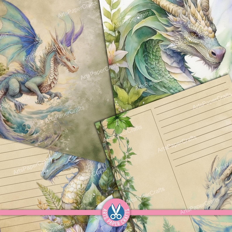 Lined Dragon Junk Journal Kit, Vintage Journal Papers, Fantasy ...