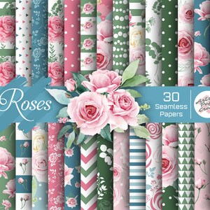 Roses Watercolor Flower Digital Paper Sets Roses Theme Party - Etsy