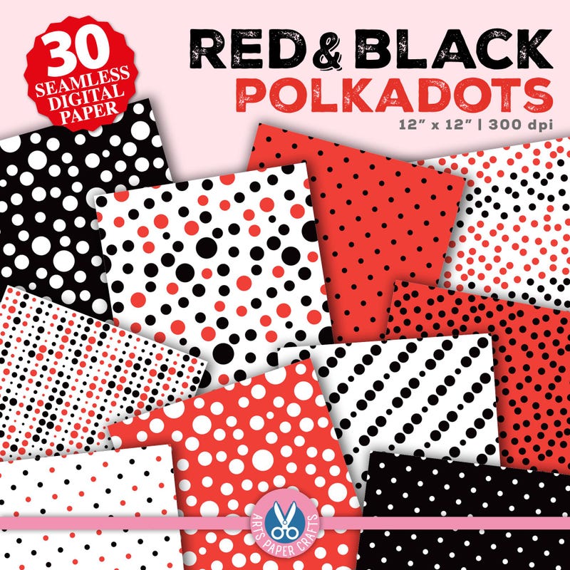 Red Black Polka Dot - Etsy