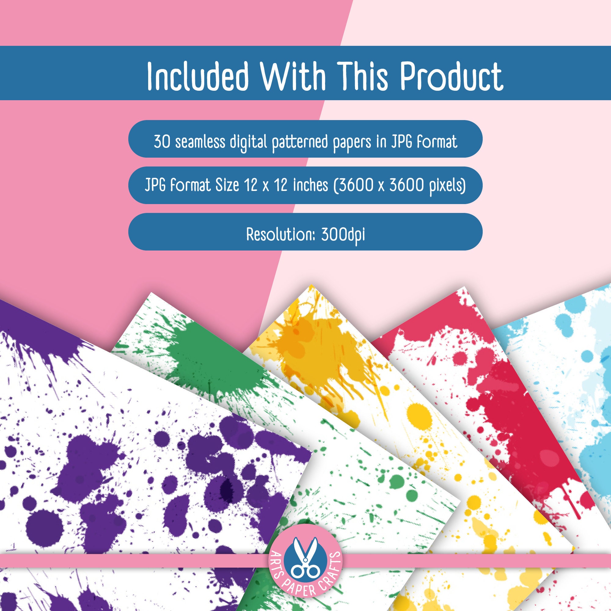 30 Paint Splatter Digital Papers - Splatter Seamless Pattern - Splash ...