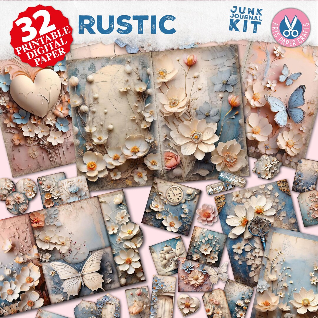 Rustic Junk Journal Pages - Rustic Style Background Pages - Weathered ...