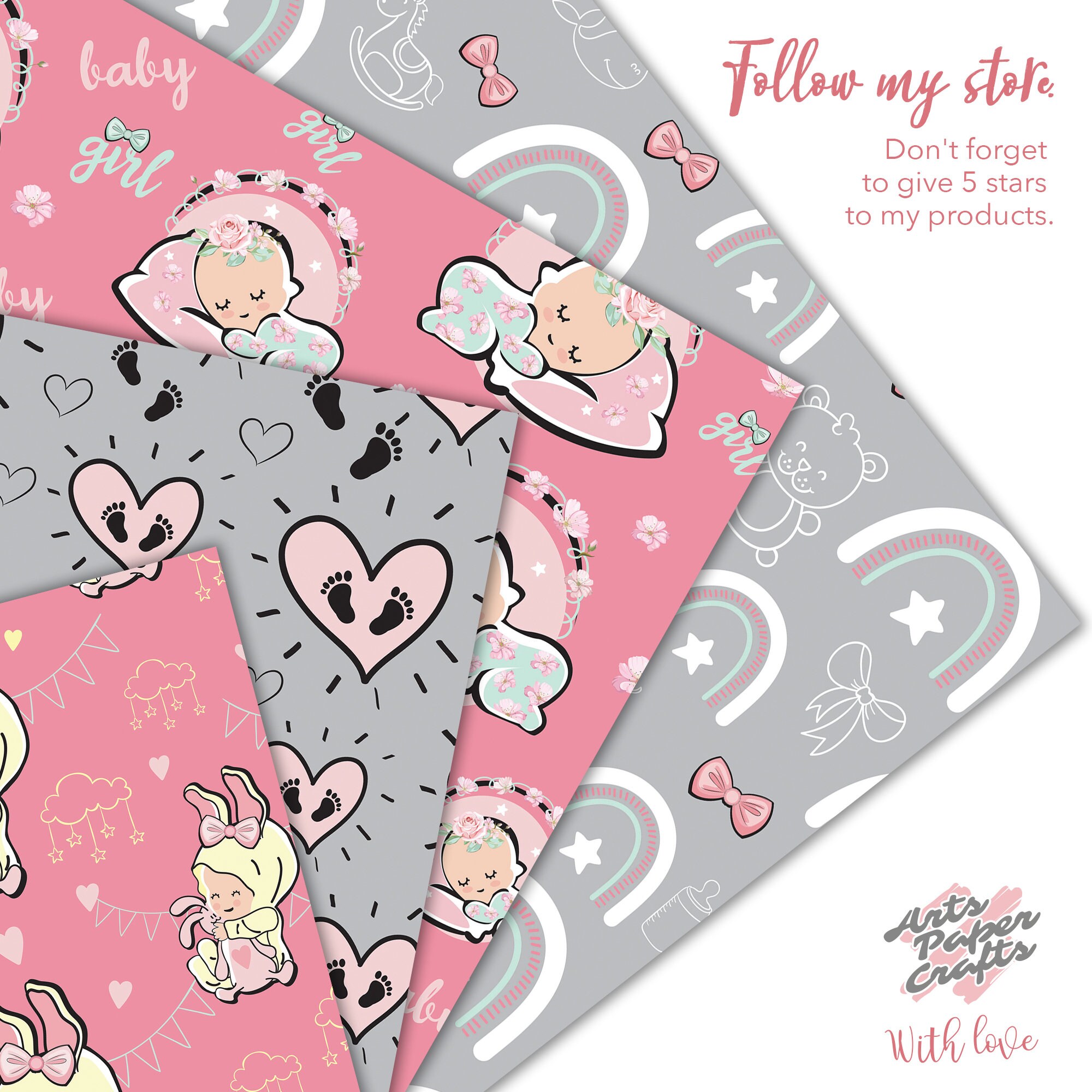 Baby Girl Seamless Digital Paper Little Baby Girl Pattern Background ...