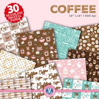 Watercolor Coffee Digital Paper, Seamless Coffee Bean Printable ...