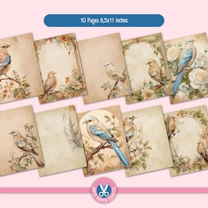 Birds Journal Kit, Birds Theme Printables - Junk Journal Pack ...