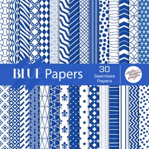 Blue Digital Papers Set Royal Background Blue Seamless Pattern Instant ...
