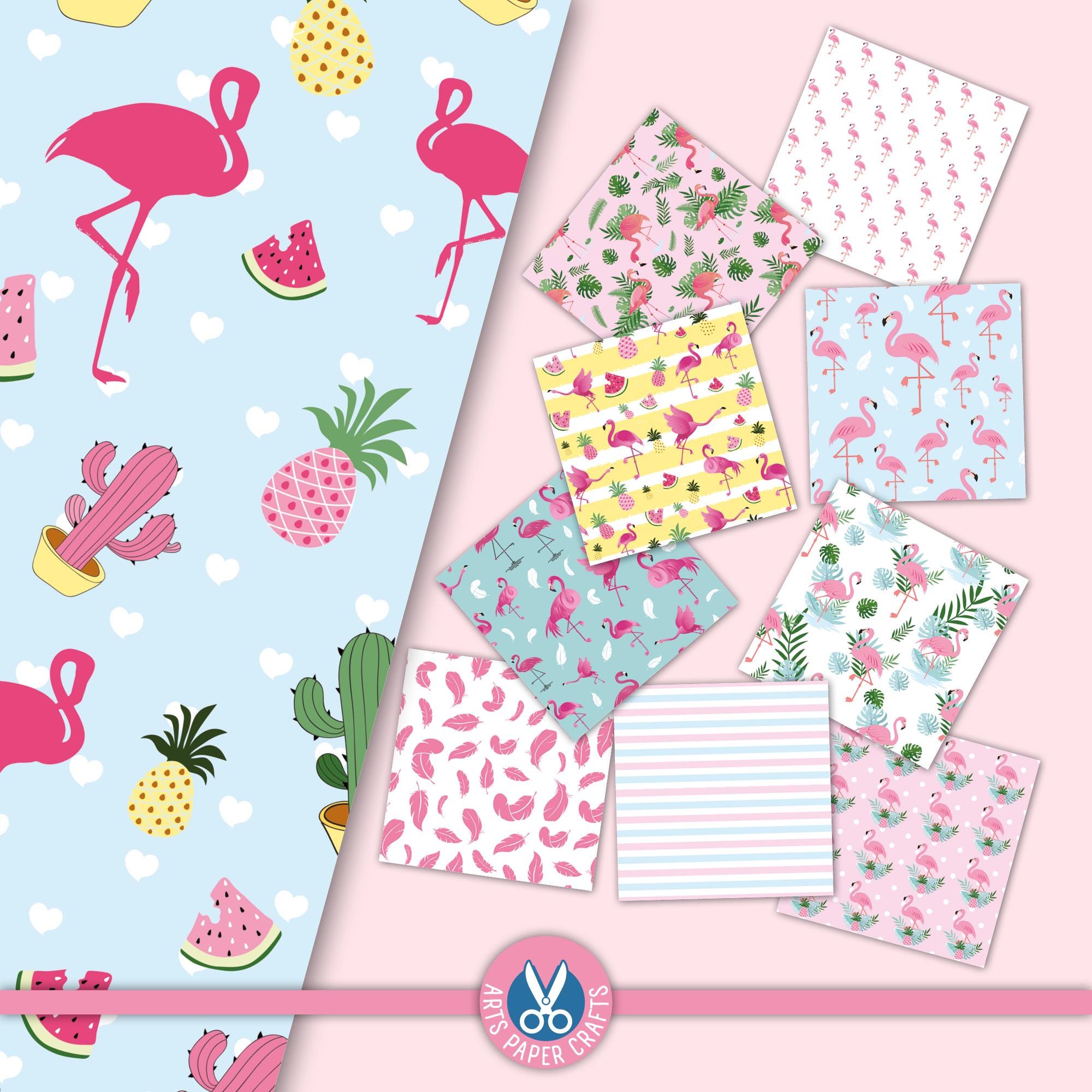 Flamingo Digital Paper, Flamingo Pink Background, Flamingo Scrapbook ...