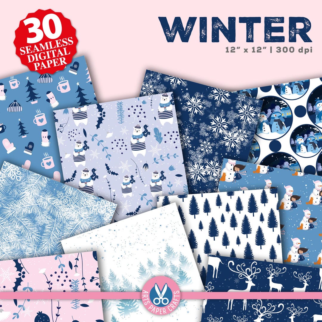 Winter 30 Digital Papers Winter Scrapbook Papers Snowflake Wallpaper ...