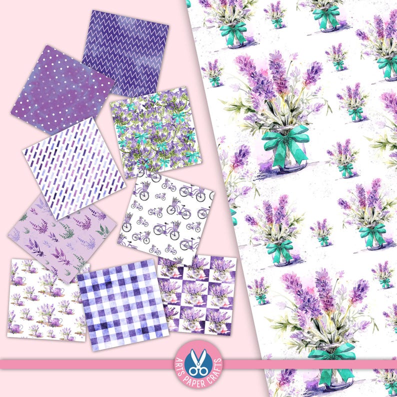 Watercolor Lavender Digital Papers - Lavender Background - Lavender ...