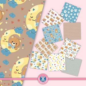 Teddy Bear Digital Paper - Teddy Bear Background - Nursery Seamless ...