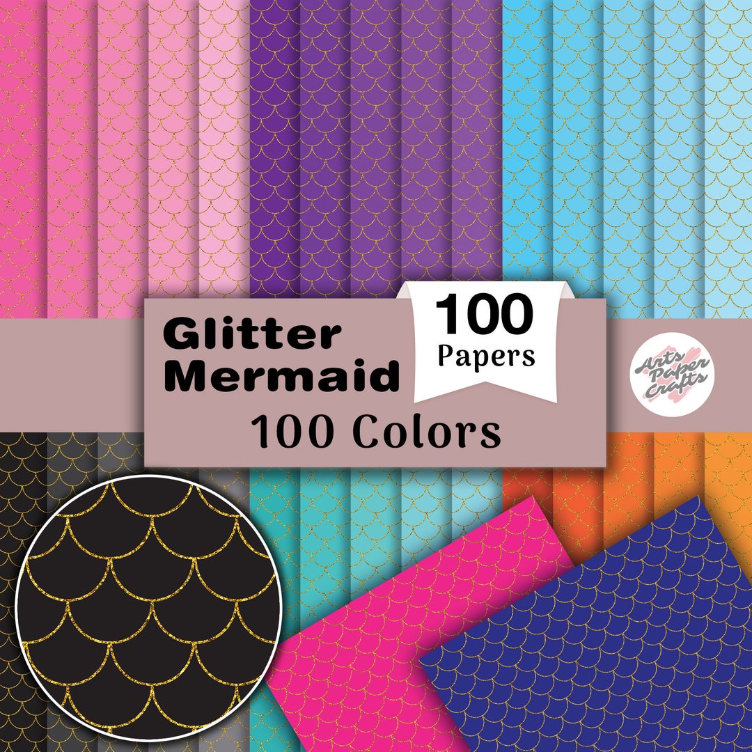 100 Colors Seamless Glitter Mermaid Digital Papers Glitter Background ...