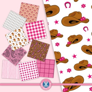 Cowgirl Digital Papers Set - Cowgirl Background - Cowgirl Seamless ...