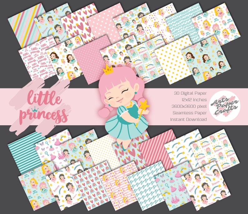 Little Princess Seamless Digital Paper Little Princess Background ...