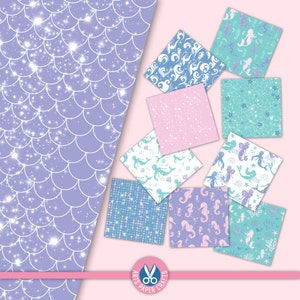 Mermaid Digital Papers Mermaid Glitter Background Shimmer Mermaid ...