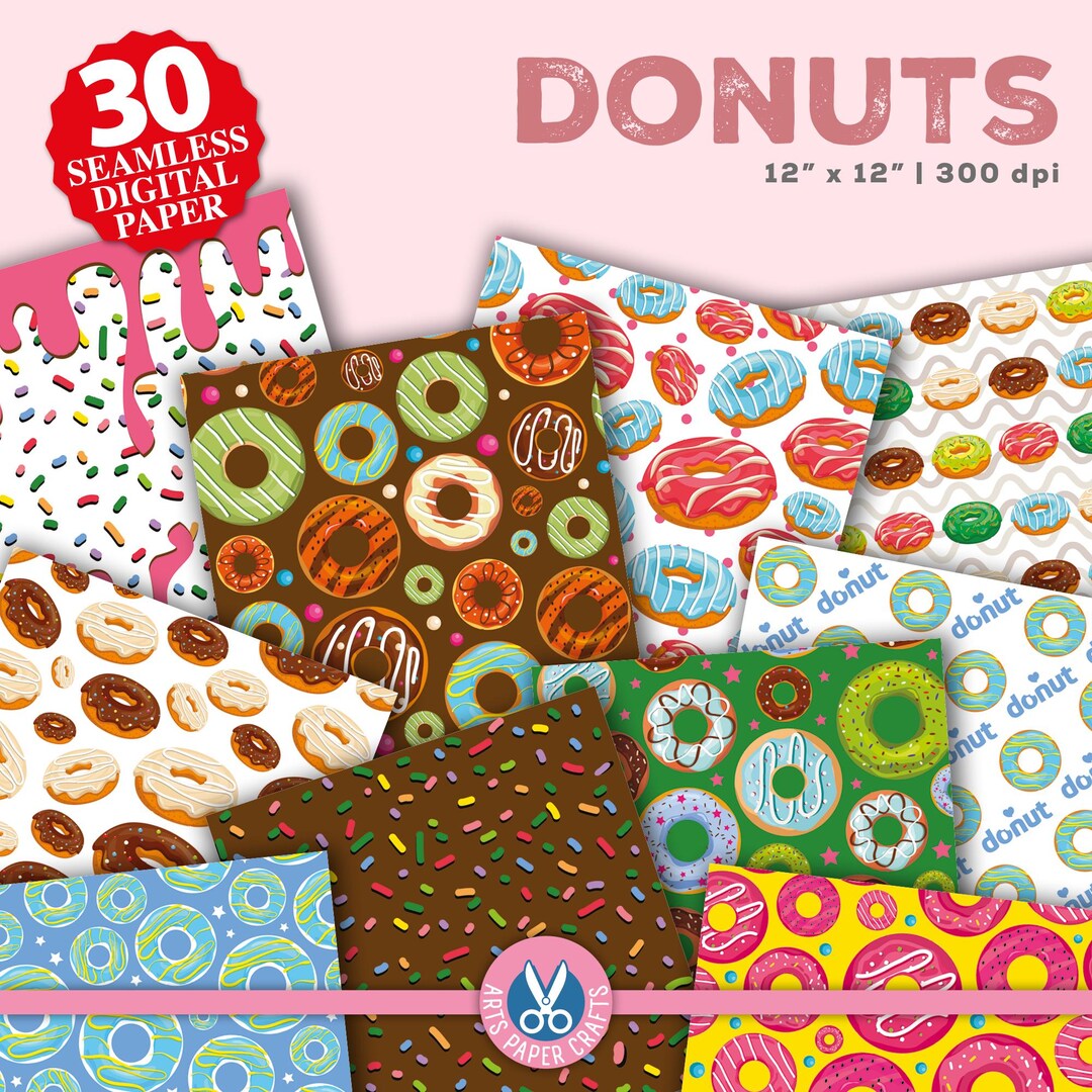 Donut Seamless Digital Paper - Donuts Shop Background - Cake Scrapbook ...
